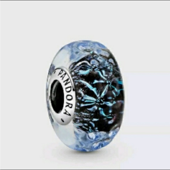 Pandora | Jewelry | Pandora Pair Of Blue Wavy Murano Glass Beads | Poshmark